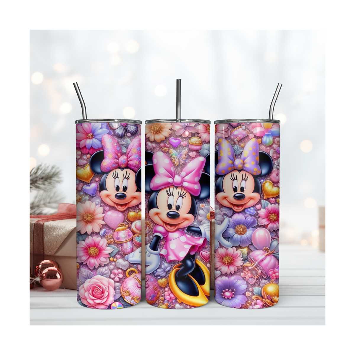 Minnie Mouse Characters 3D 20Oz Skinny Tumbler Wrap, Flower | Inspire ...