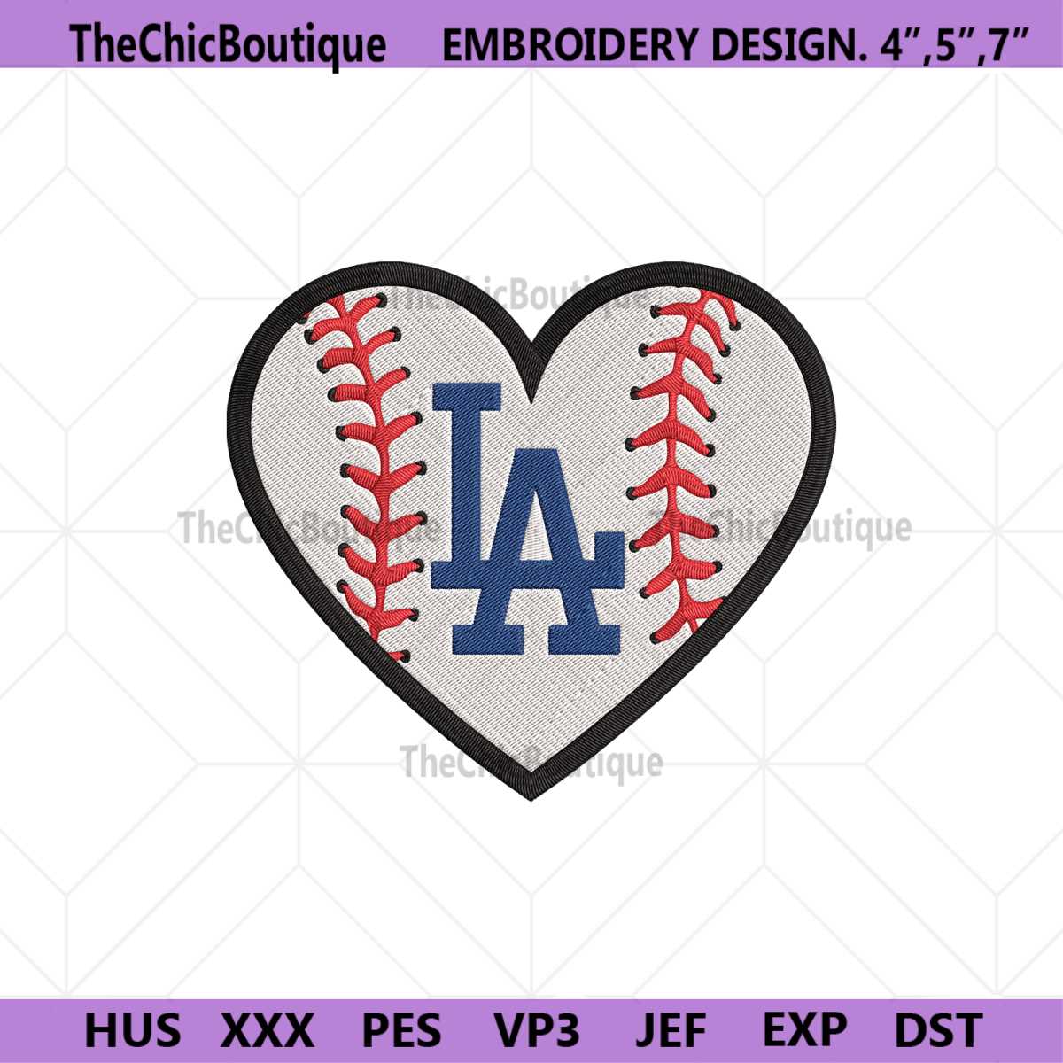 LA Symbol Logo Embroidery File, LA Baseball Heart Embroidery | Inspire ...