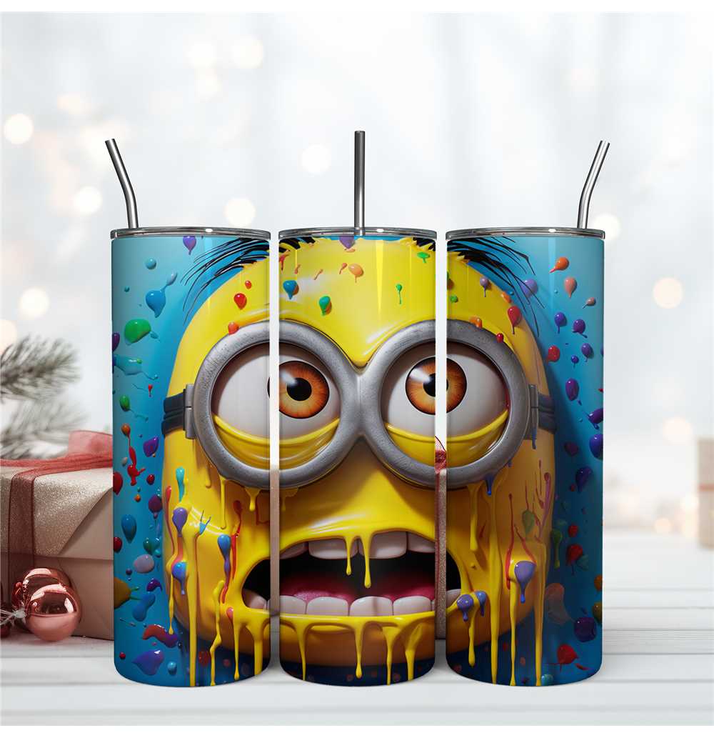 3D Inflated Minions Dripping Tumbler Design, 20oz Skinny Tum | Inspire ...