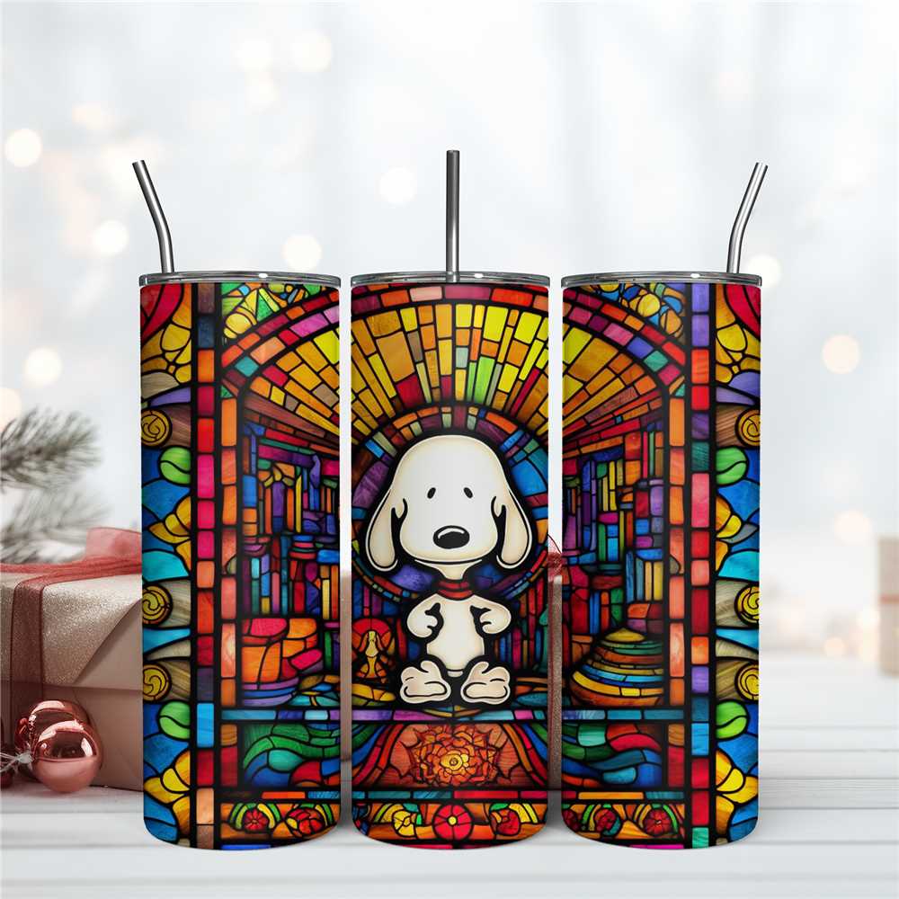 Snoopy 20Oz Stained Glass Tumbler Sublimation Design PNG Dow | Inspire ...
