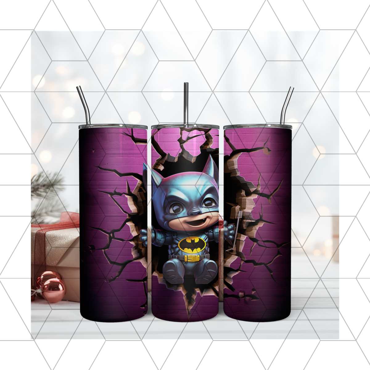 3D Batman Crack Hole Wrap Design, Batman Skinny Tumbler Inst | Inspire ...
