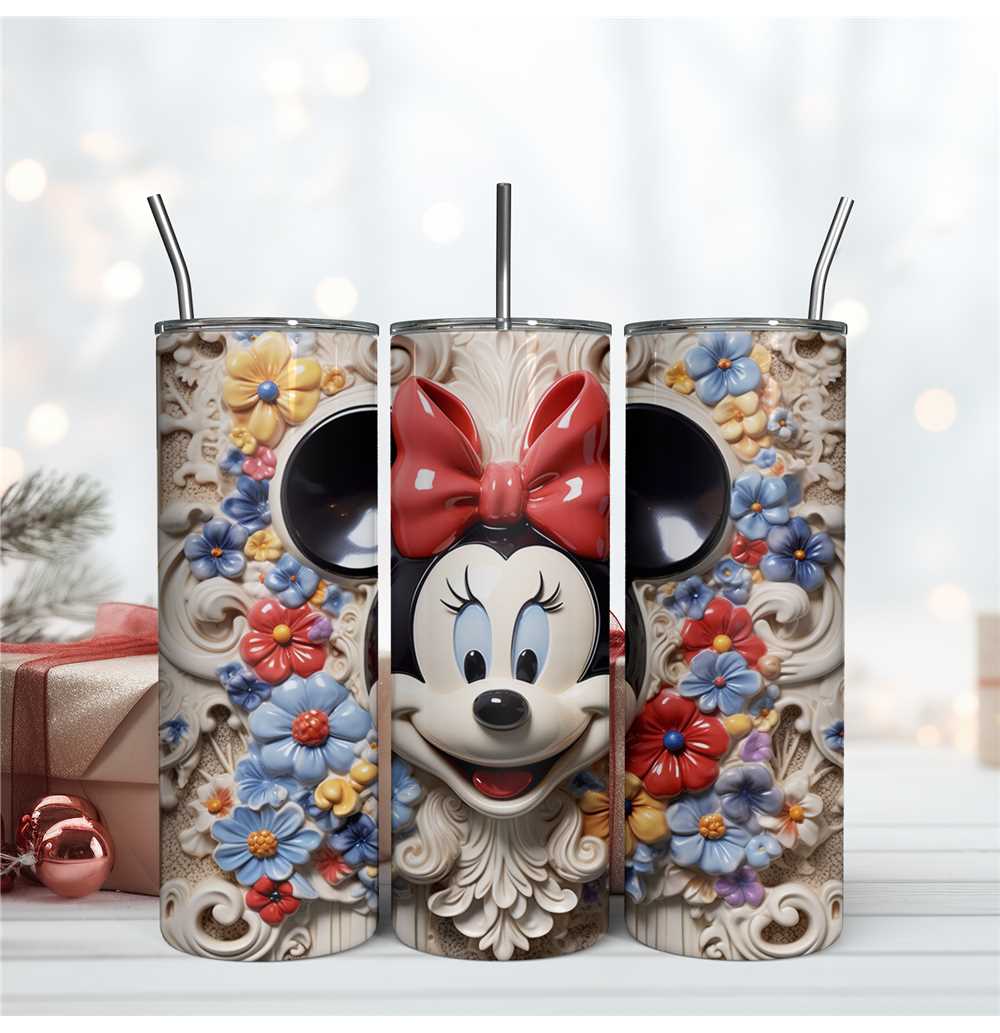 Colorful Minnie Mouse Design Tumbler 20oz Minnie Flower Desi | Inspire ...