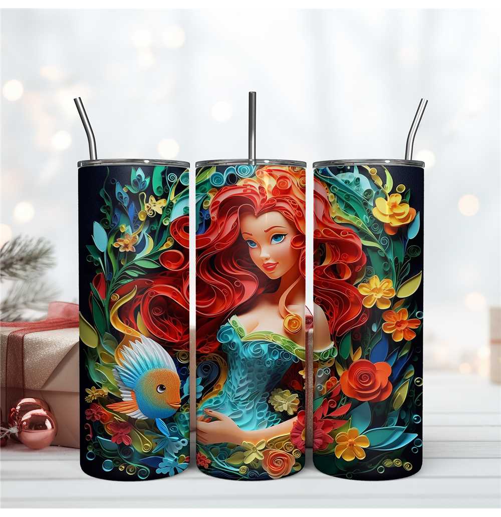 3D Inflated Ariel Floral With Fish Skinny 20oz Digital Downl - Inspire ...