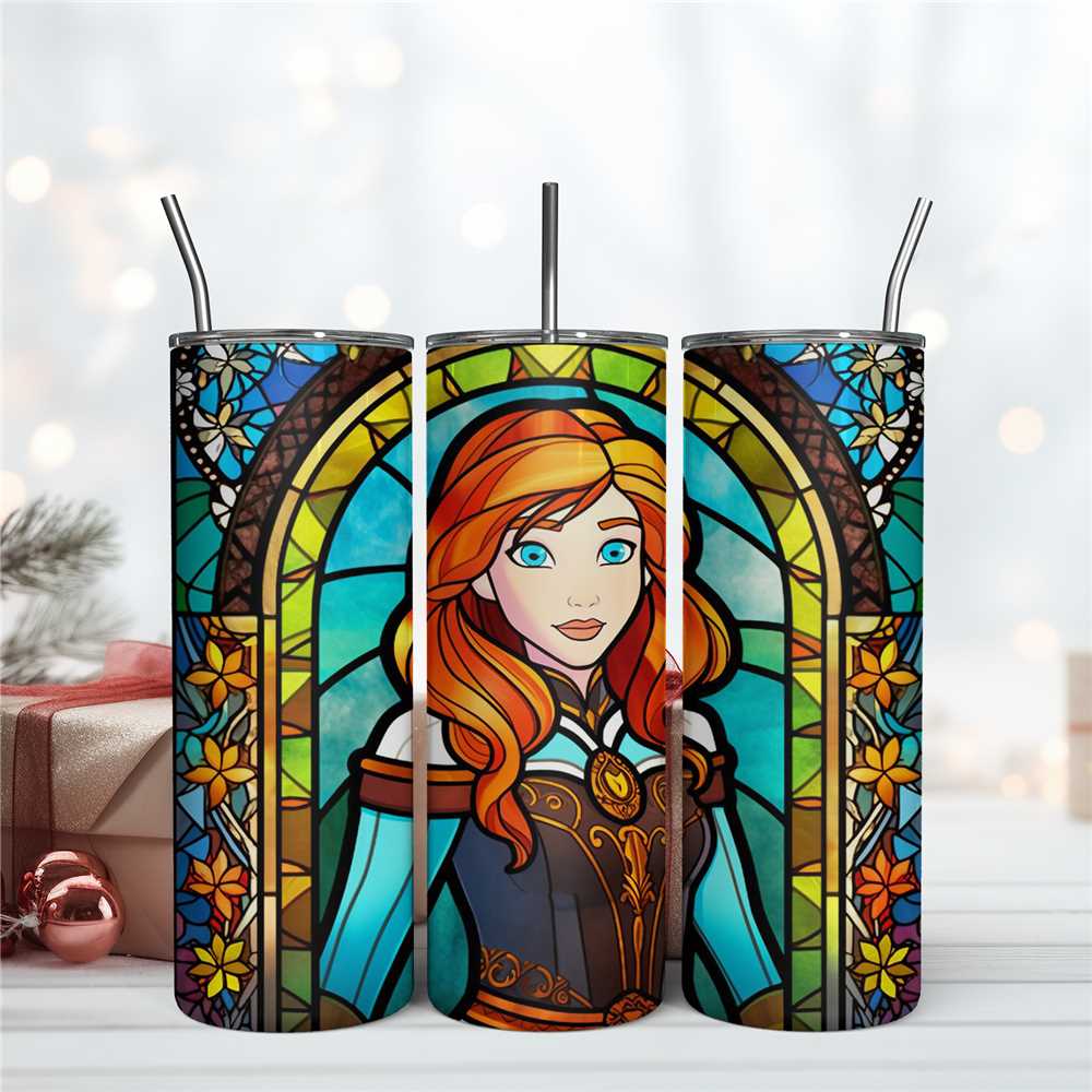 Stained Glass Cartoon Of Anna 20Oz Tumbler, Cartoon Tumbler | Inspire ...