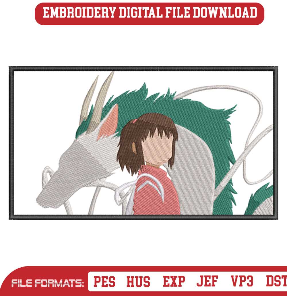 Chihiro x Haku Dragon Embroidery Design Spirited Away Anime - Inspire ...