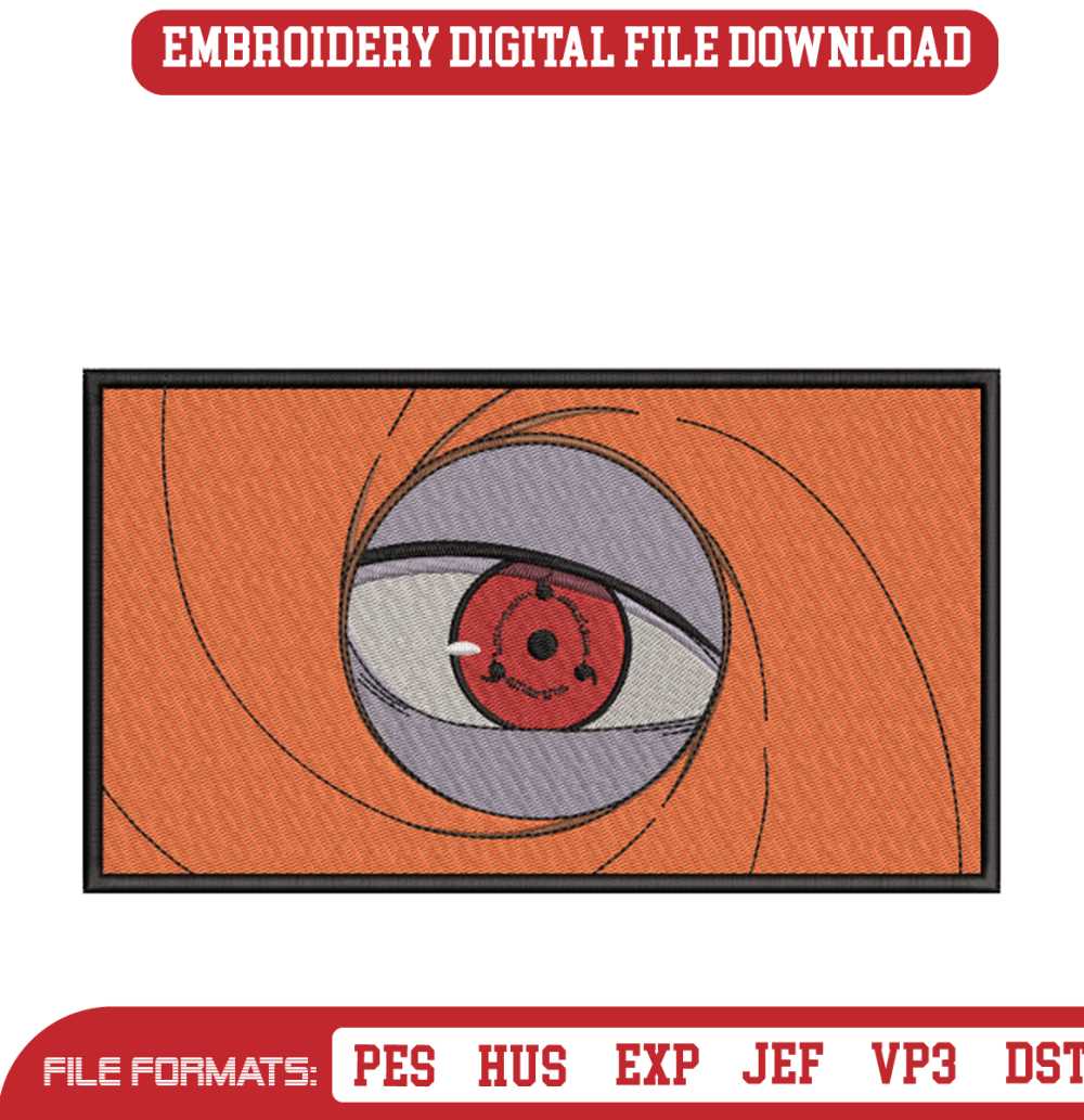 Obito Tails Mask Sharingan Embroidery Design | Inspire Uplift