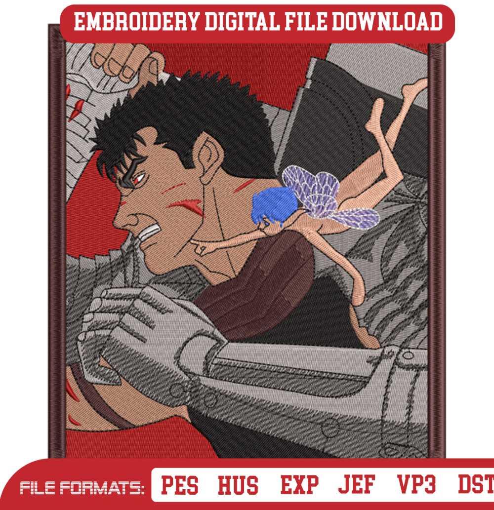 Guts Berserk And Elf Embroidery Design Instant Download | Inspire Uplift