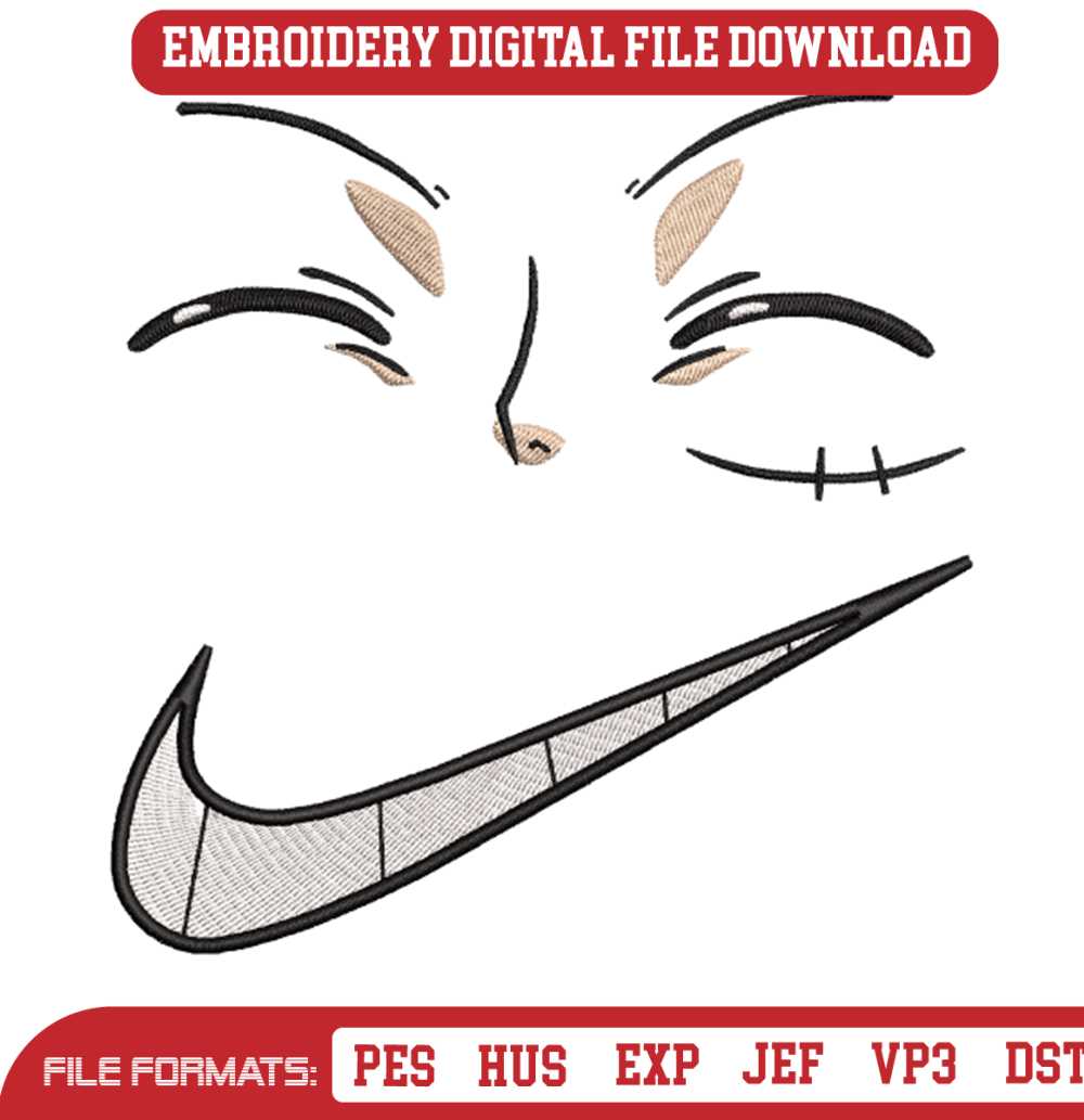 Nike Smile Luffy Face Embroidery Design Download Anime One P - Inspire ...