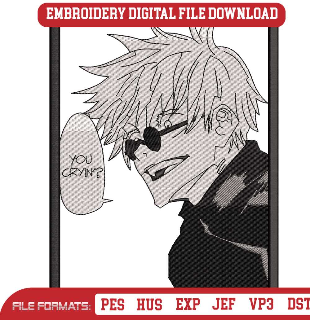 SATORU GOJO Embroidery Digitizing Jujutsu Kaisen Anime Embro - Inspire ...