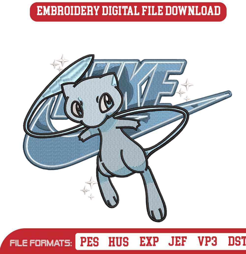 Mew Pokemon Anime Nike Logo Embroidery Design Download | Inspire Uplift