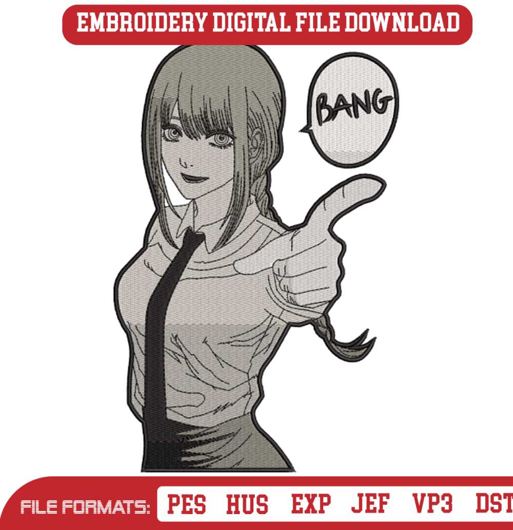 Makima Bang Embroidery Design Anime Chainsaw Man Digital Dow | Inspire ...