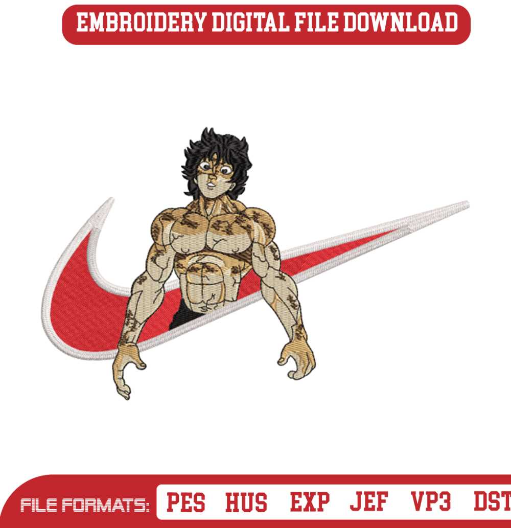 Baki x Nike Logo Anime Baki Hanma Embroidery Design Instant - Inspire ...