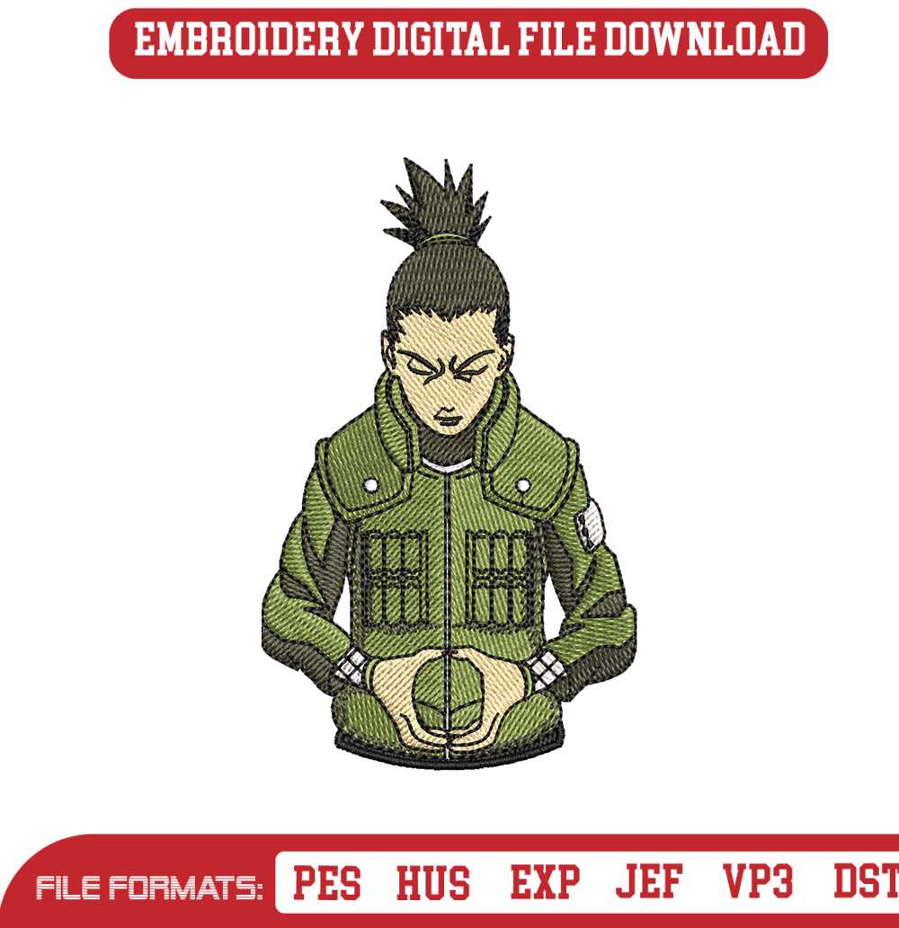 Nara Shikamaru Skill Embroidery File Anime Naruto Design | Inspire Uplift