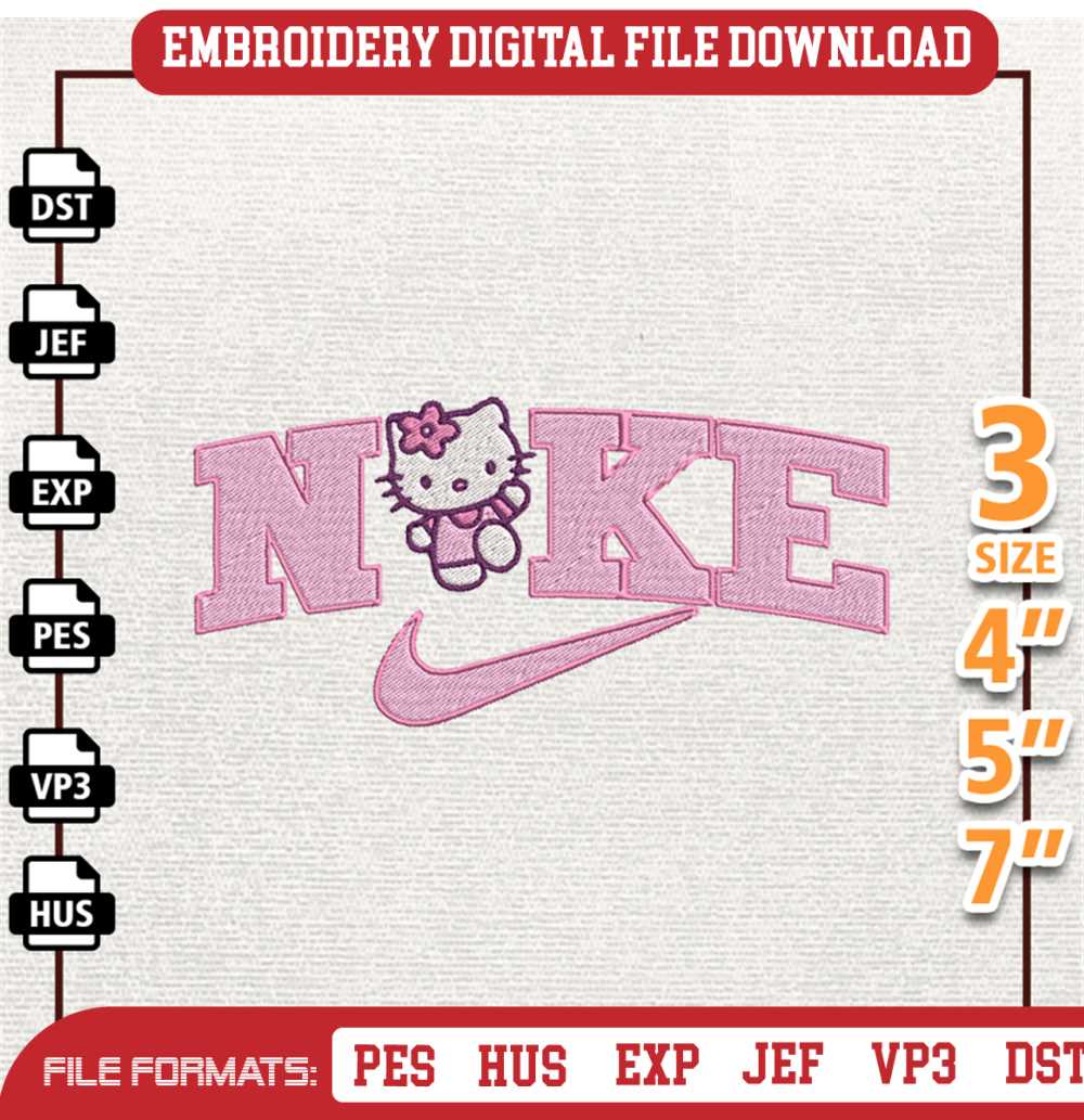 Nike Hello Kitty Embroidery Design, Nike Anime Embroidery De | Inspire ...