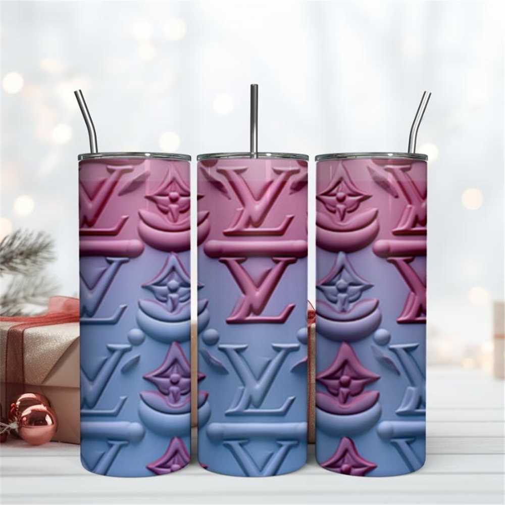 3D LV Logo 20Oz Tumbler Wrap, Fashion 3D Wrap Design - Inspire Uplift