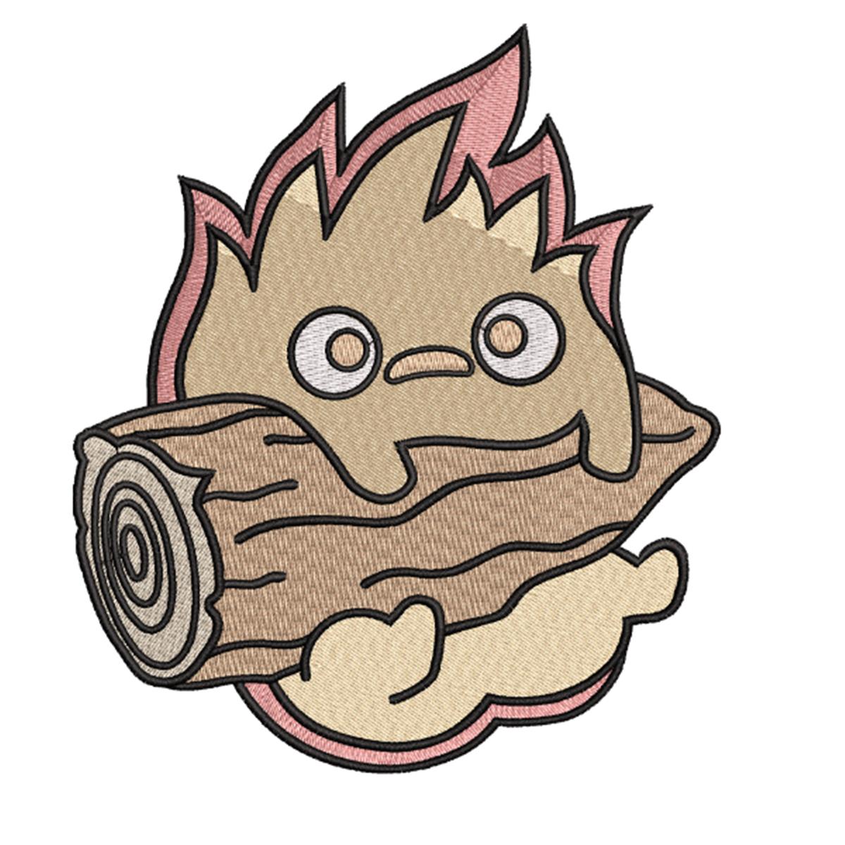 Calcifer Chibi Embroidery Design Howl's Moving Castle Anime | Inspire ...