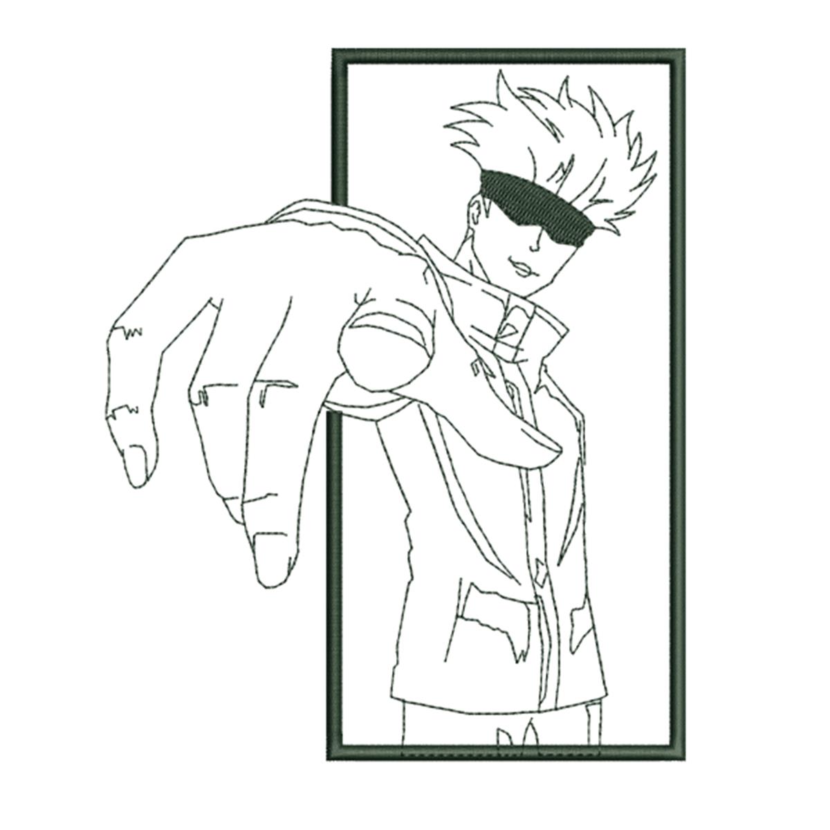Gojo LineArt Funny Embroidery Design Anime Cartoon | Inspire Uplift