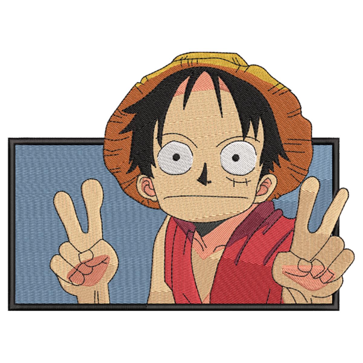 Luffy Funny Say Hi Embroidery Design Instant Download | Inspire Uplift