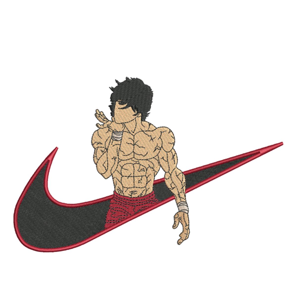 Baki x Nike Logo Anime Baki Hanma Embroidery Design | Inspire Uplift