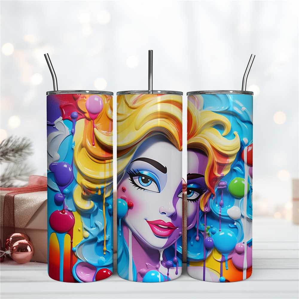 3D Inflated Dripping Elsa Skinny 20oz Tumbler, Disney Prince - Inspire ...