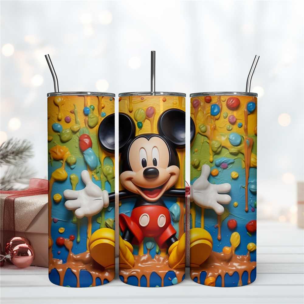 3D Inflated Mickey Mouse Color Wrap, Skinny 20oz Tumbler Des | Inspire ...