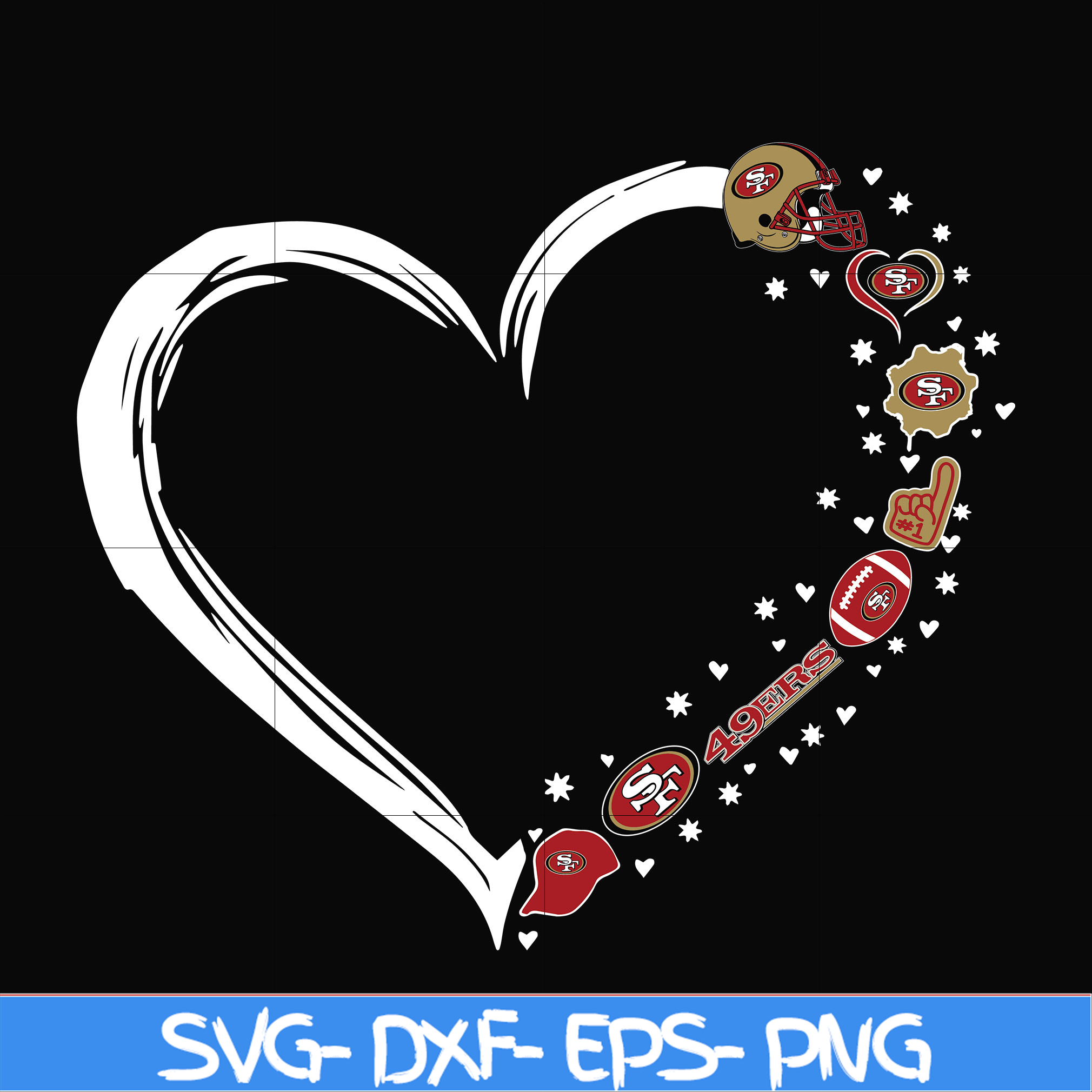 San Francisco 49ers heart svg, 49ers svg, png, dxf, eps digi | Inspire ...