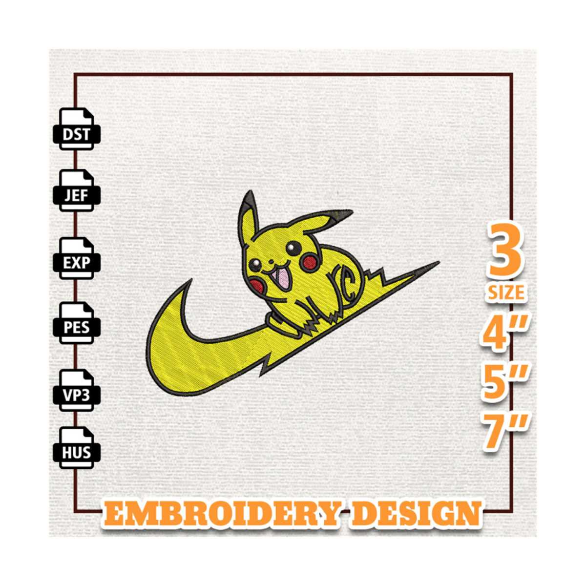 Nike Pikachu Pokemon Embroidery Design, Anime Embroidery Des | Inspire ...