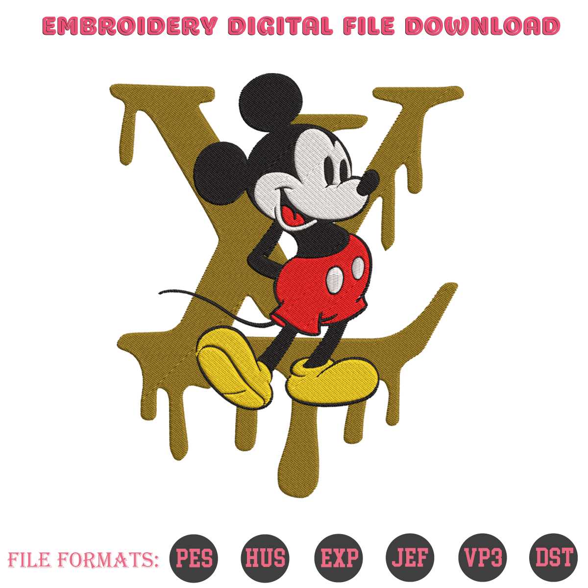 Inspired Mickey Mouse LV Dripping Embroidery Design | Inspire Uplift