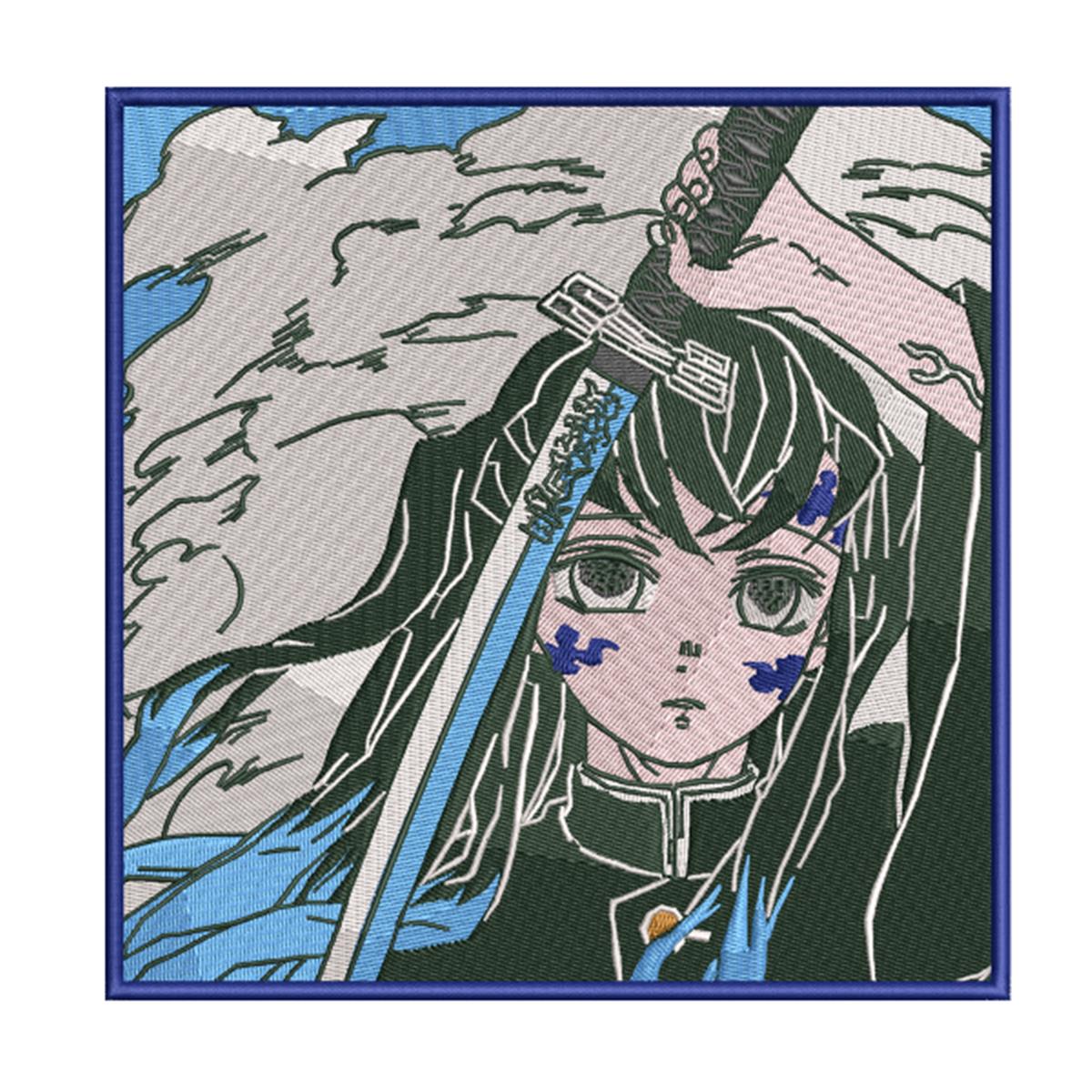 Kimetsu Sword Panel Embroidery Design Anime Demon Slayer Fil | Inspire ...