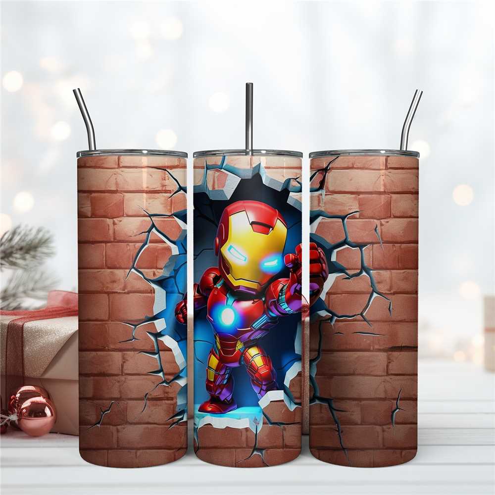 3D Inflated Iron Man Tumbler Wrap Design, 20oz Tumbler Desig - Inspire ...
