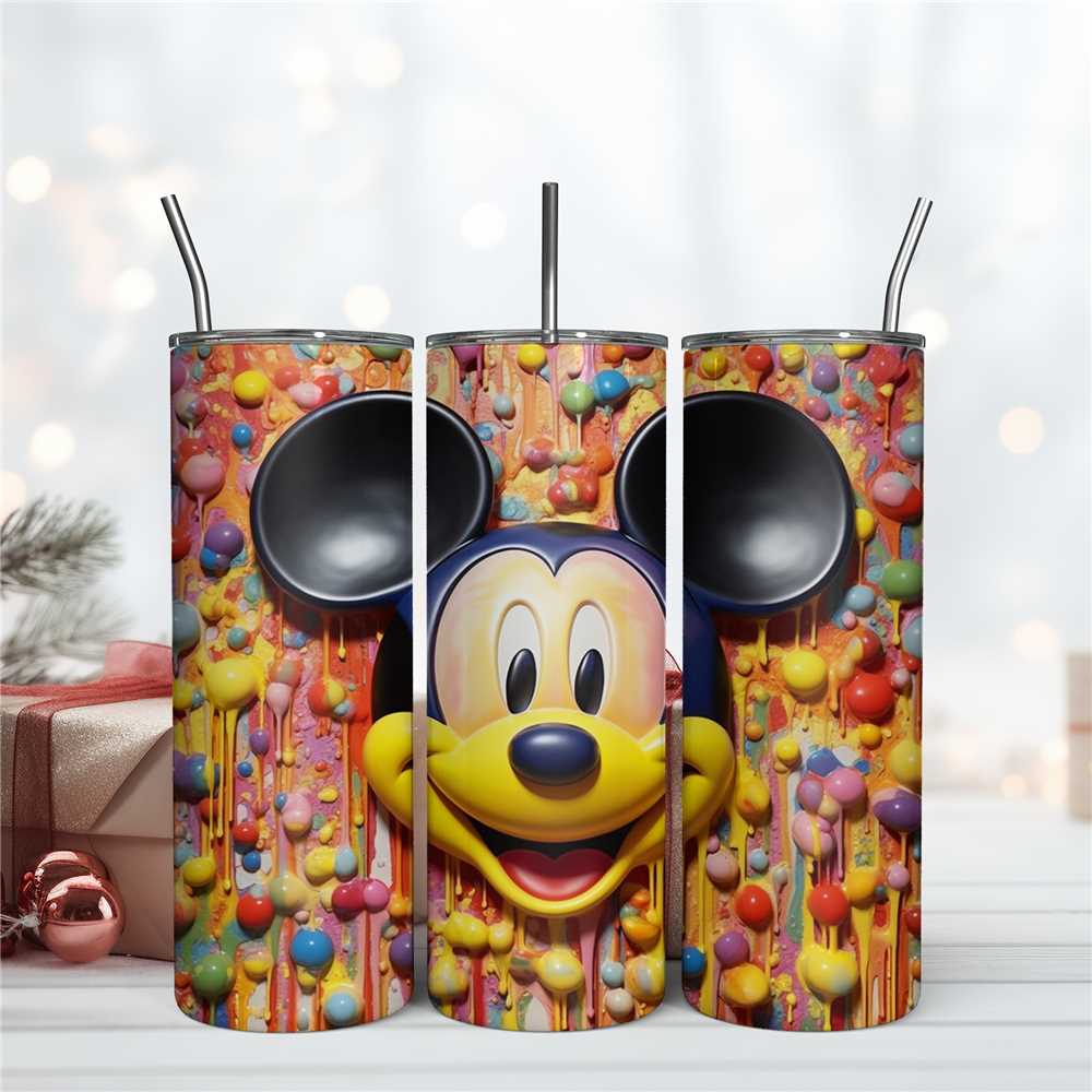 Colorful Mickey Mouse Drip Tumbler 20oz Png Skinny 20oz Digi | Inspire ...