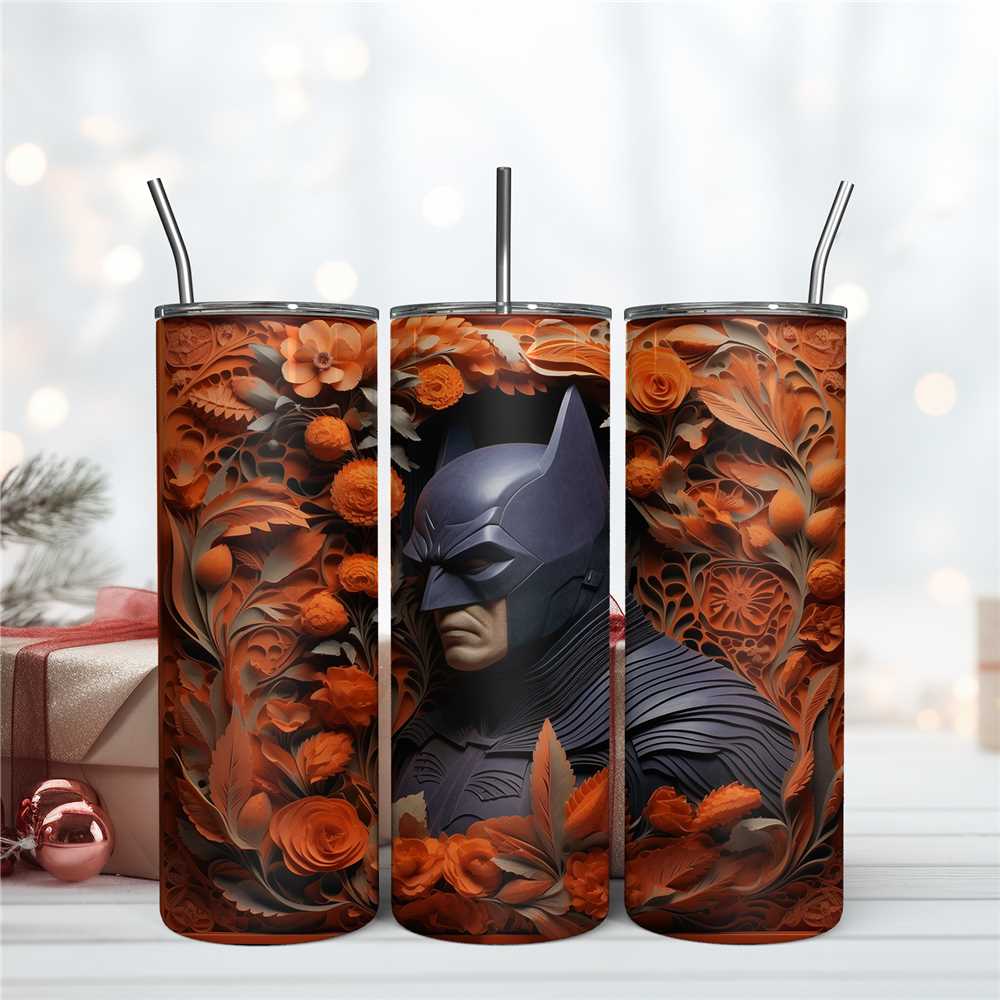 3D Inflated Floral With Batman DC Skinny 20oz Tumbler Digita - Inspire ...