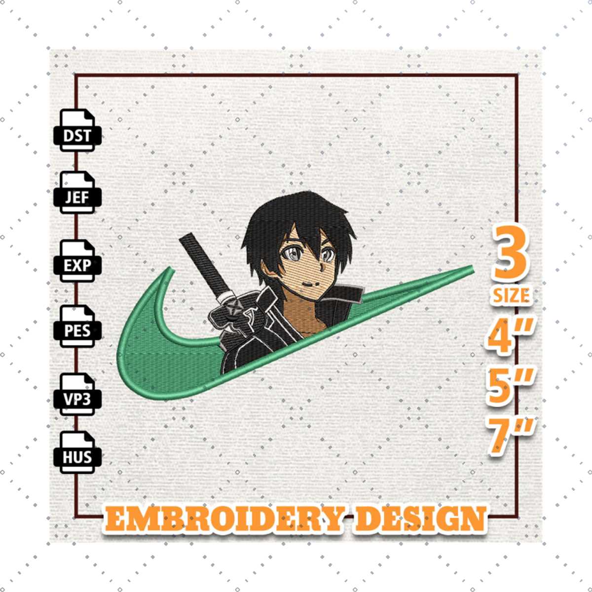 Nike Kirito Anime Embroidery Design, Best Anime Embroidery D | Inspire ...