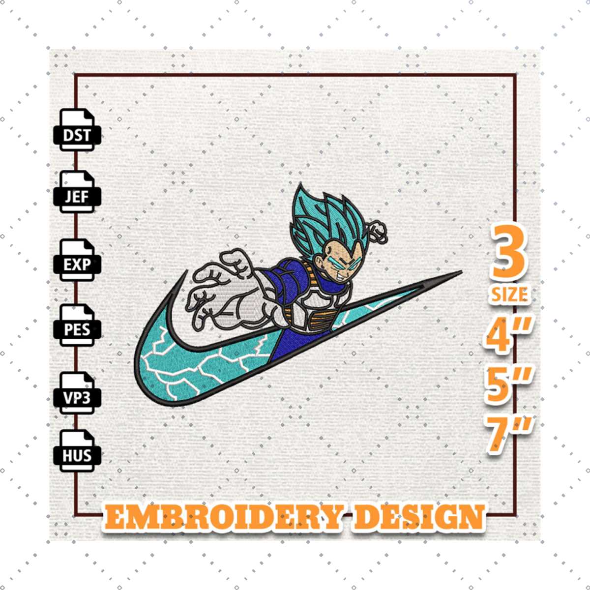 Vegeta Nike Anime Embroidery Design, Dragon Ball Embroidery - Inspire ...