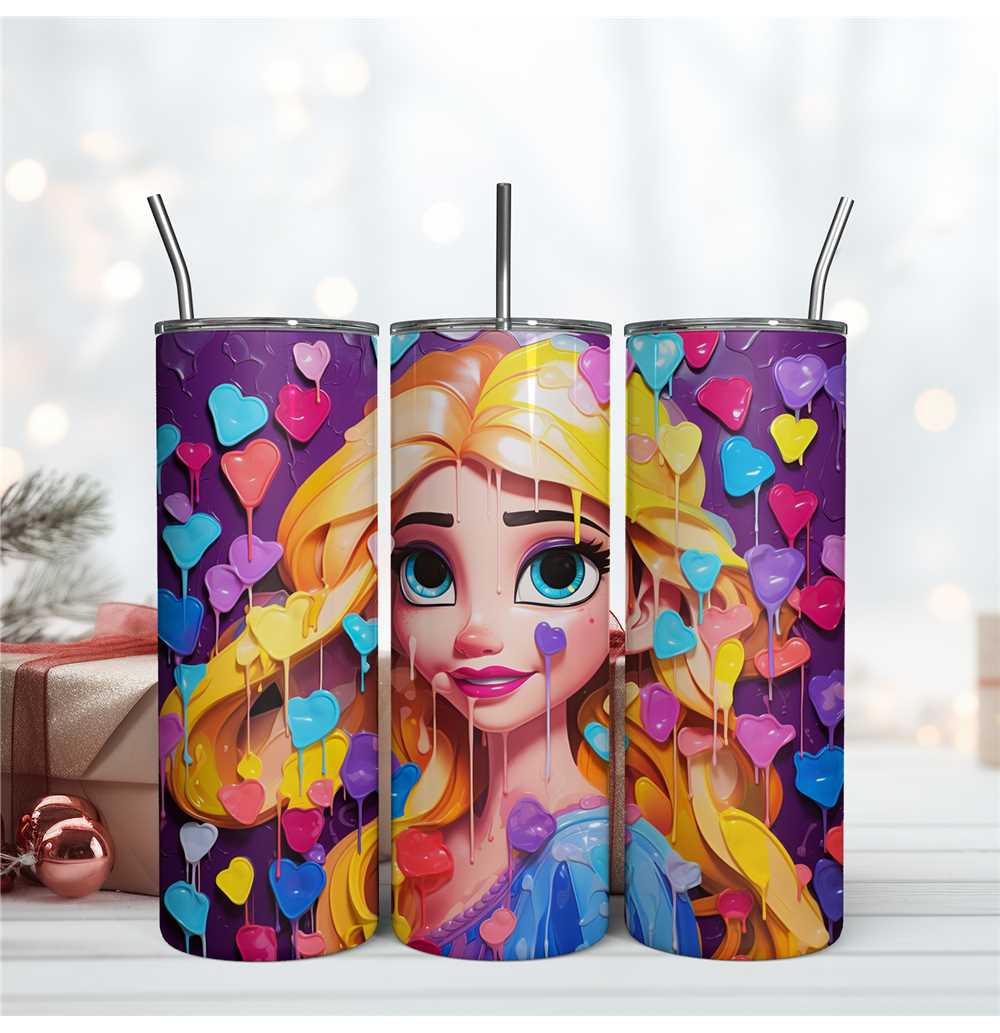 3D Rapunzel Heart Tumbler Design, Disney Princess Wrap, 20oz - Inspire ...