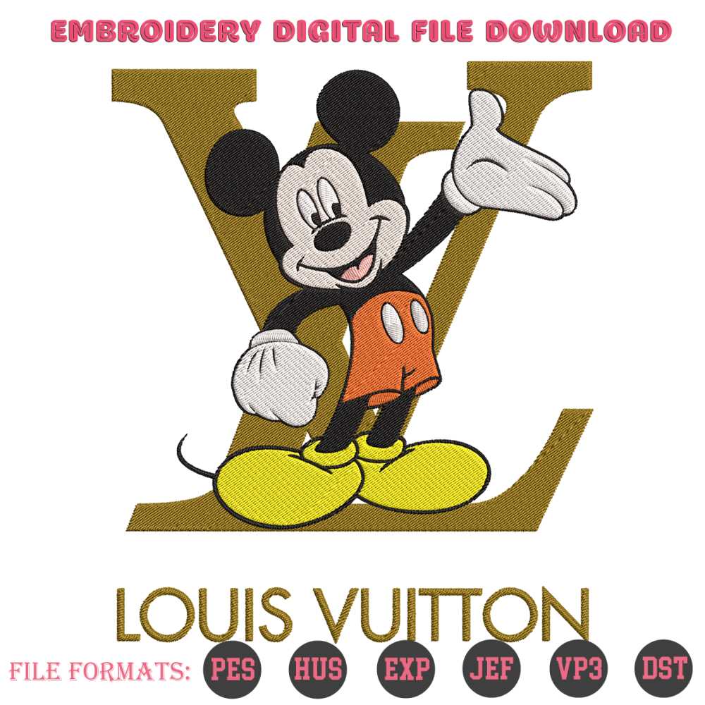 Mickey Delighted Louis Vuitton Logo Embroidery Design Downlo - Inspire ...