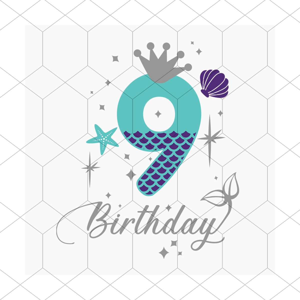9th Birthday Mermaid Svg, Birthday Svg, Happy Birthday Svg, | Inspire ...