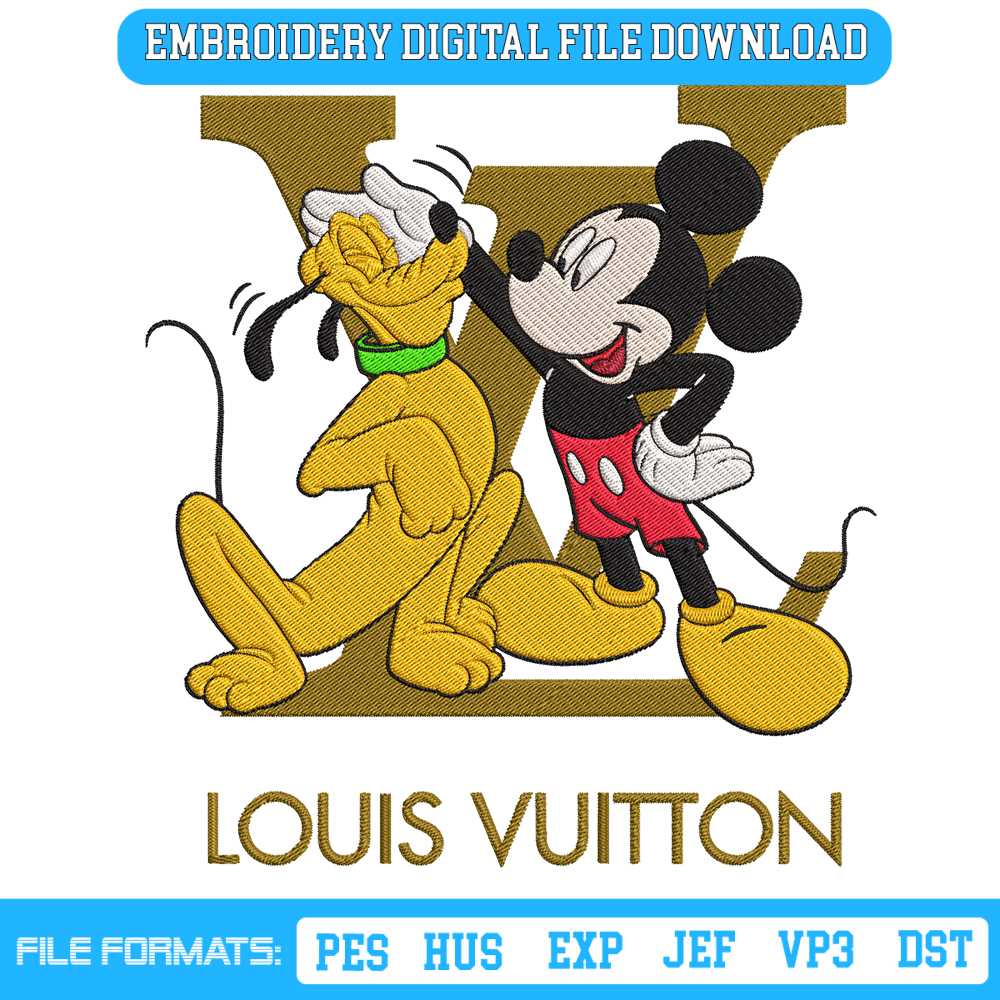 Mickey Take Care Pluto Louis Vuitton Logo Embroidery Design | Inspire ...