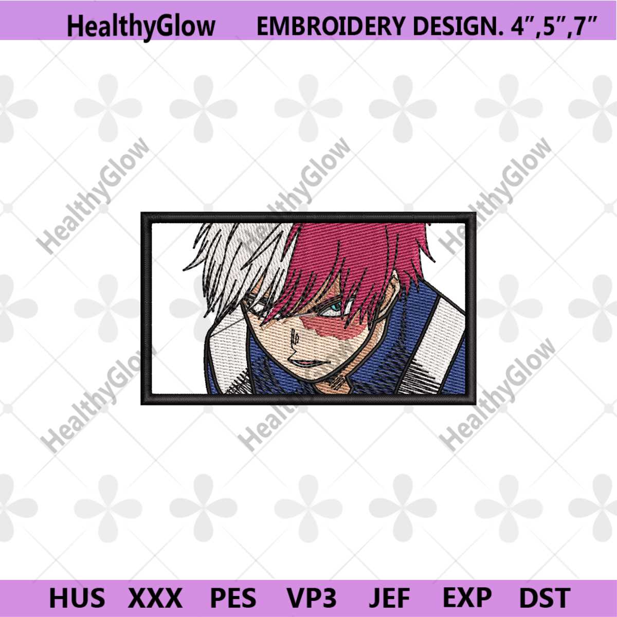 Todoroki Shouto Face Embroidery Design My Hero Academia File | Inspire ...