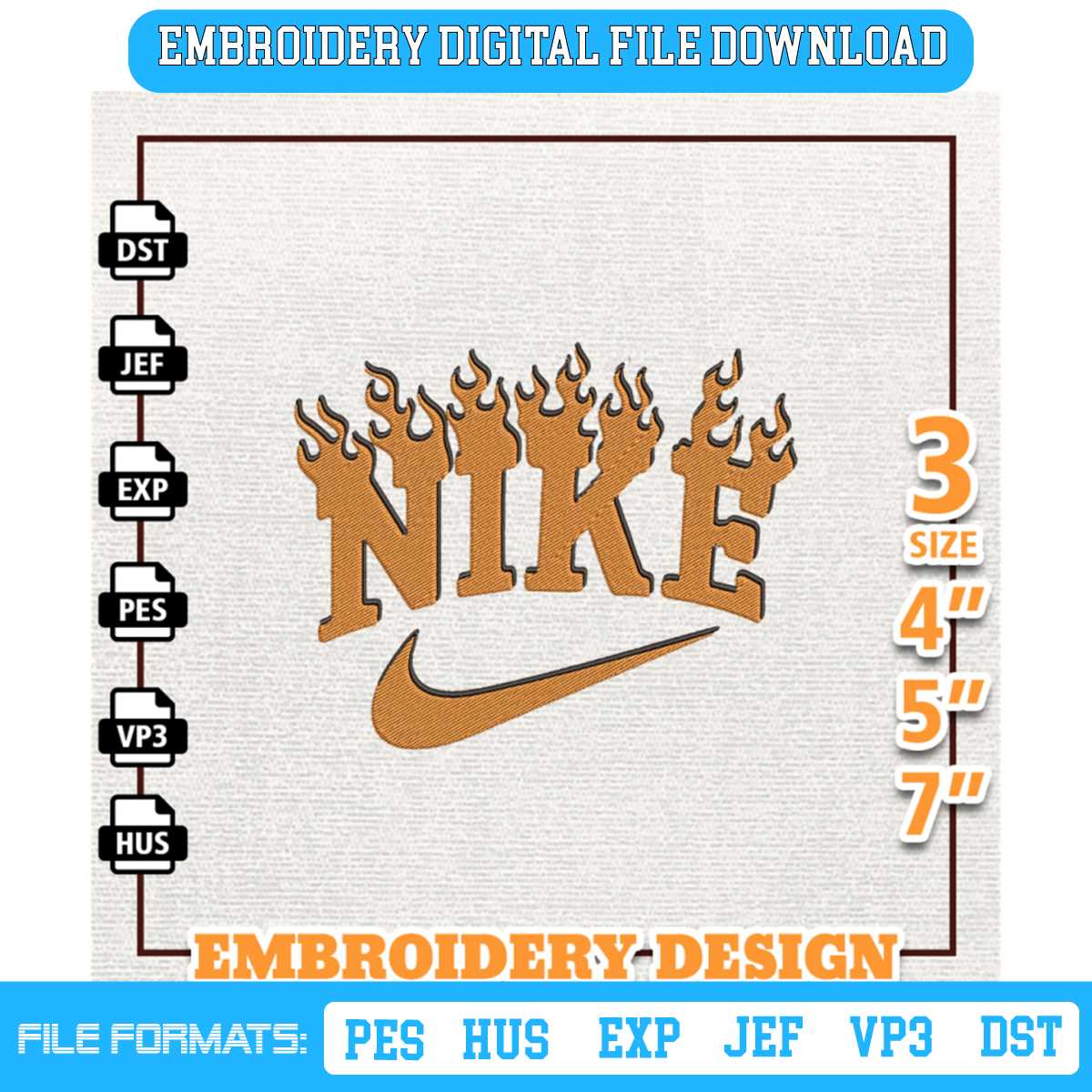 Nike Fire Embroidery Design, Brand Logo Embroidery Design - Inspire Uplift