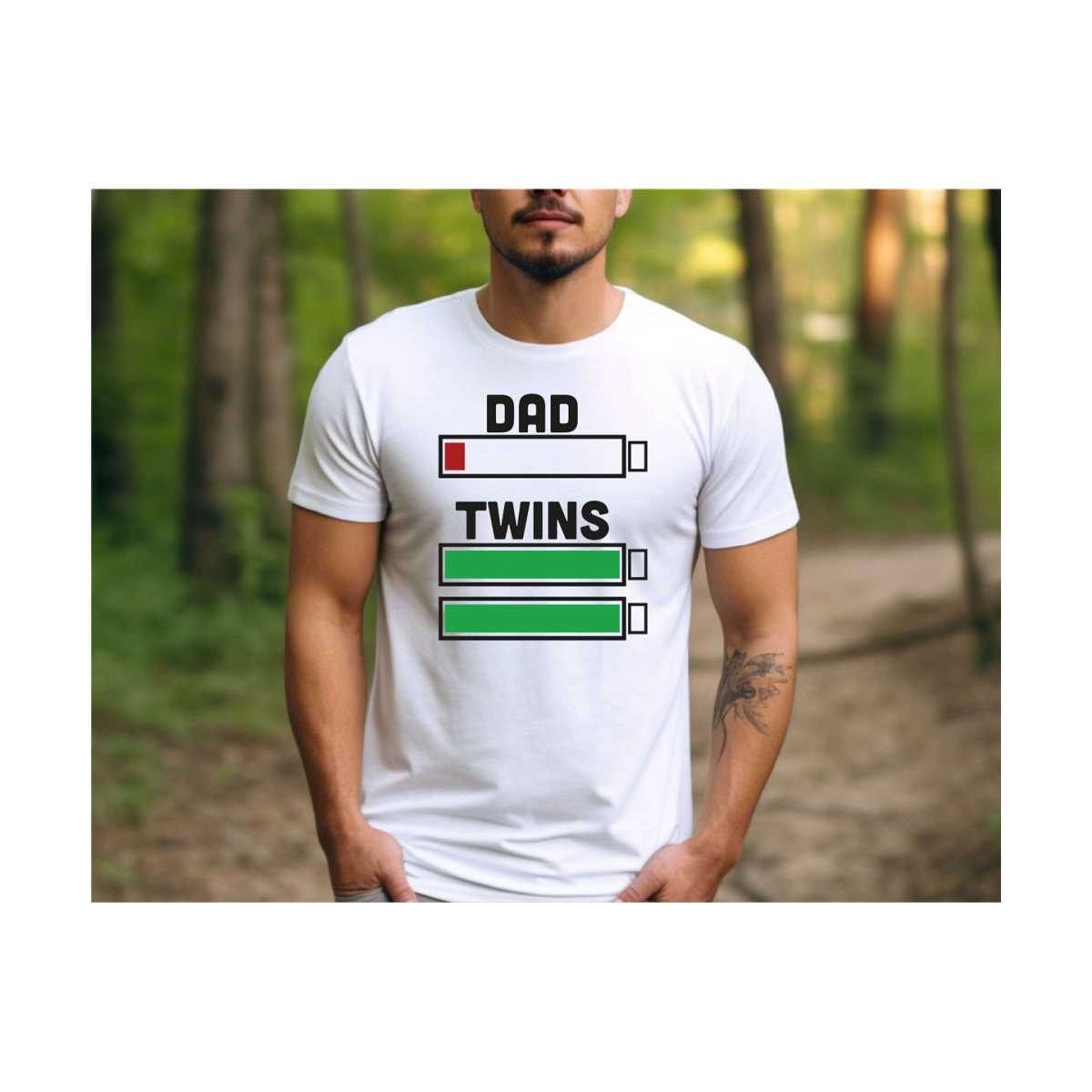Dad of Twins Battery Shirt, Funny Twins Daddy Tshirt, Twin D | Inspire Uplift