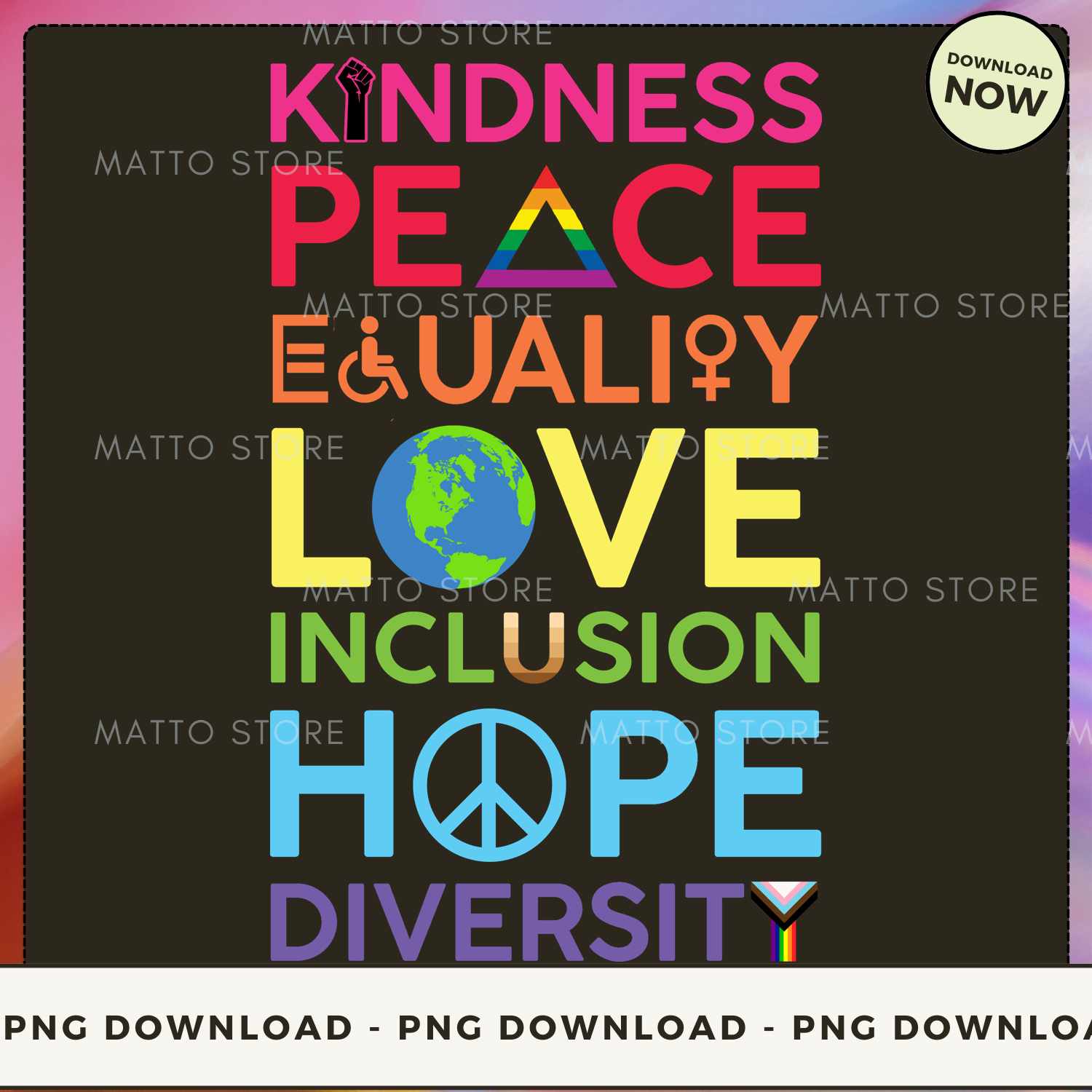 Kindness Peace Equality Symbol PNG Download, Instant Downloa - Inspire ...