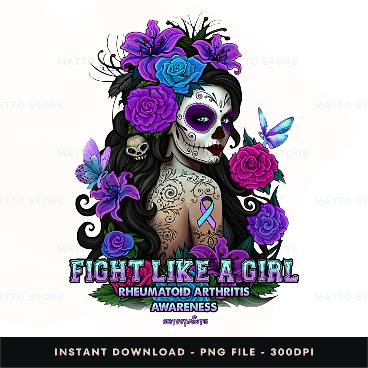 Rheumatoid Arthritis - Fight like a girl Digital PNG File, P | Inspire ...