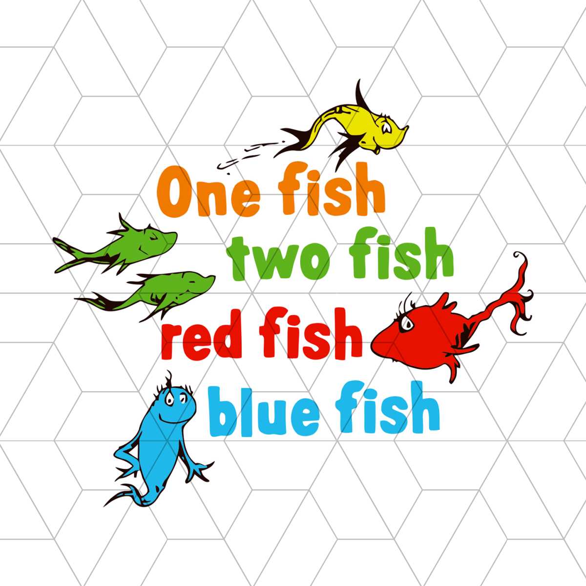 One Fish Two Fish Red Fish Blue Fish Svg, Dr Seuss Svg, Fish - Inspire ...