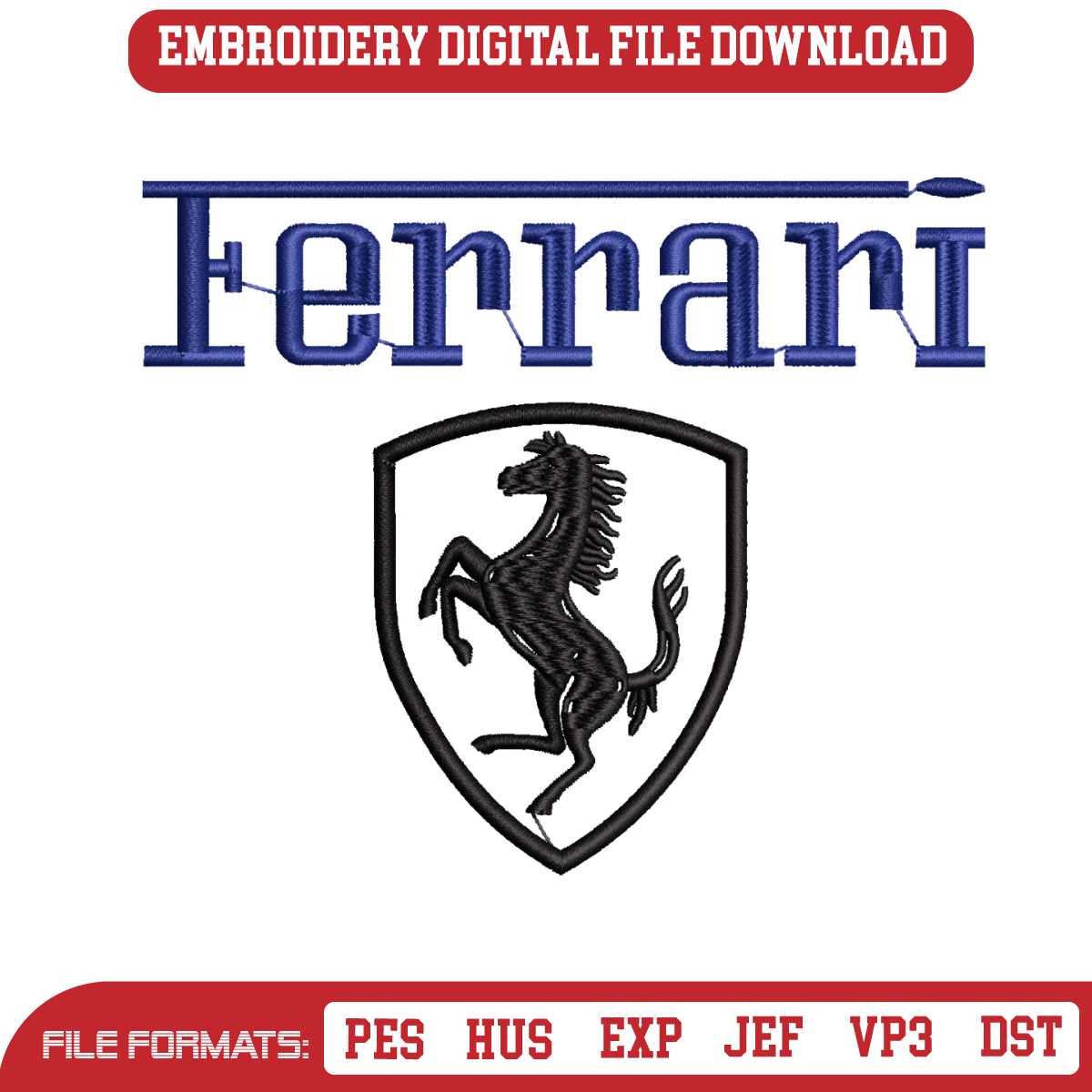Ferrari Logo Embroidery Download Design Logo Car Embroidery - Inspire ...