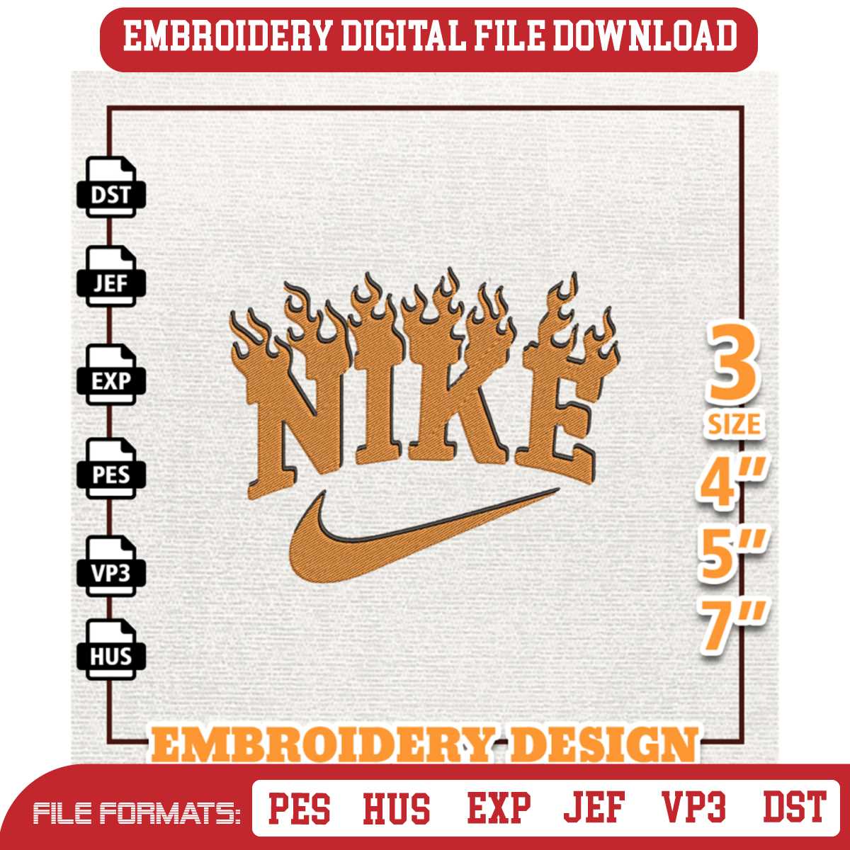 Nike Fire Embroidery Design, Brand Logo Embroidery Design | Inspire Uplift