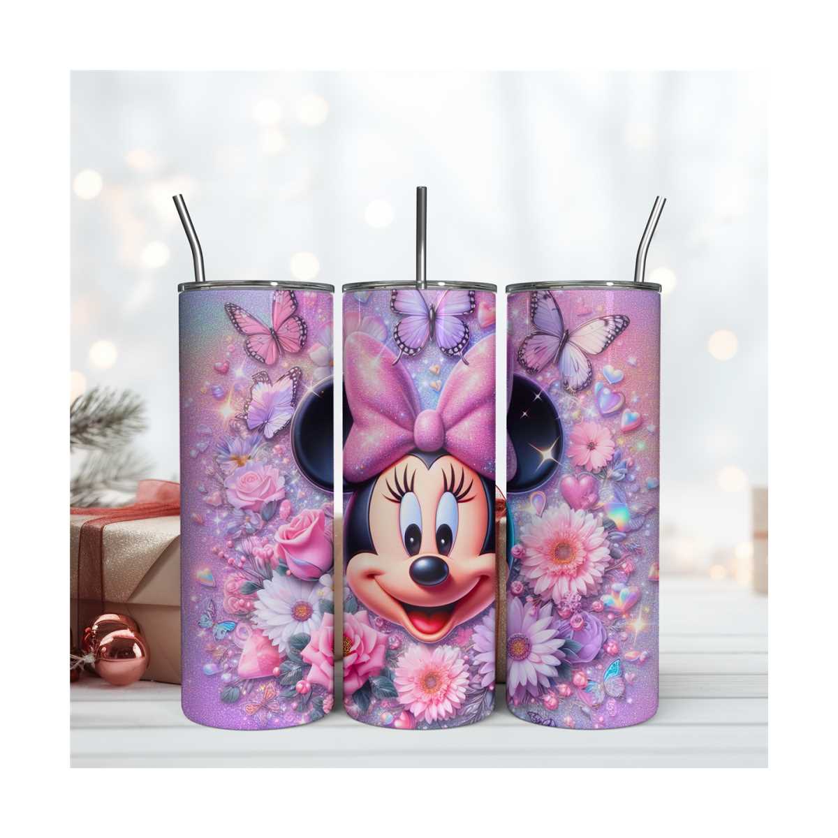 3D Minnie Mouse Cartoon Character Flowers 20 oz Skinny Tumbl | Inspire ...