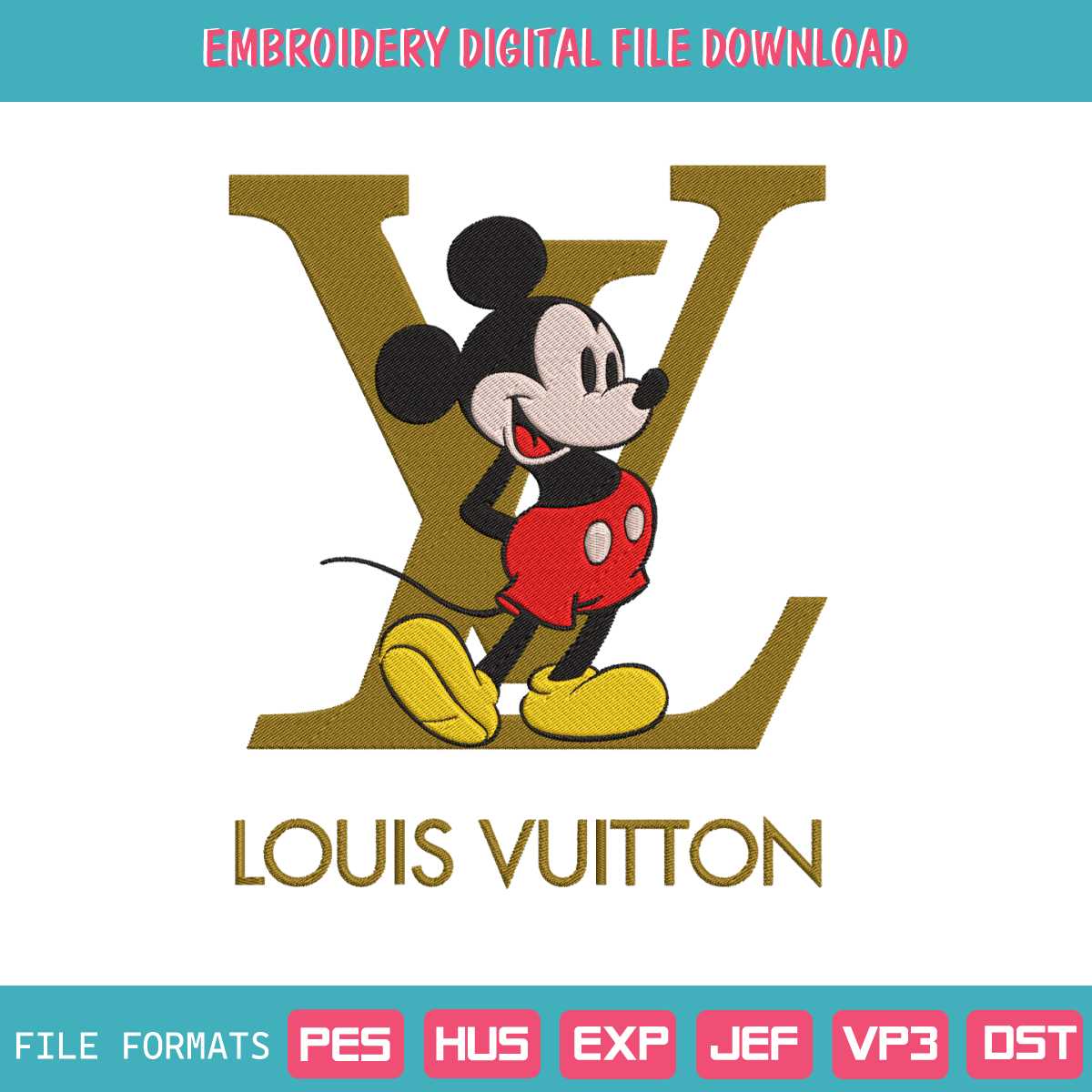 Inspired Mickey Mouse Louis Vuitton Logo Embroidery Design - Inspire Uplift