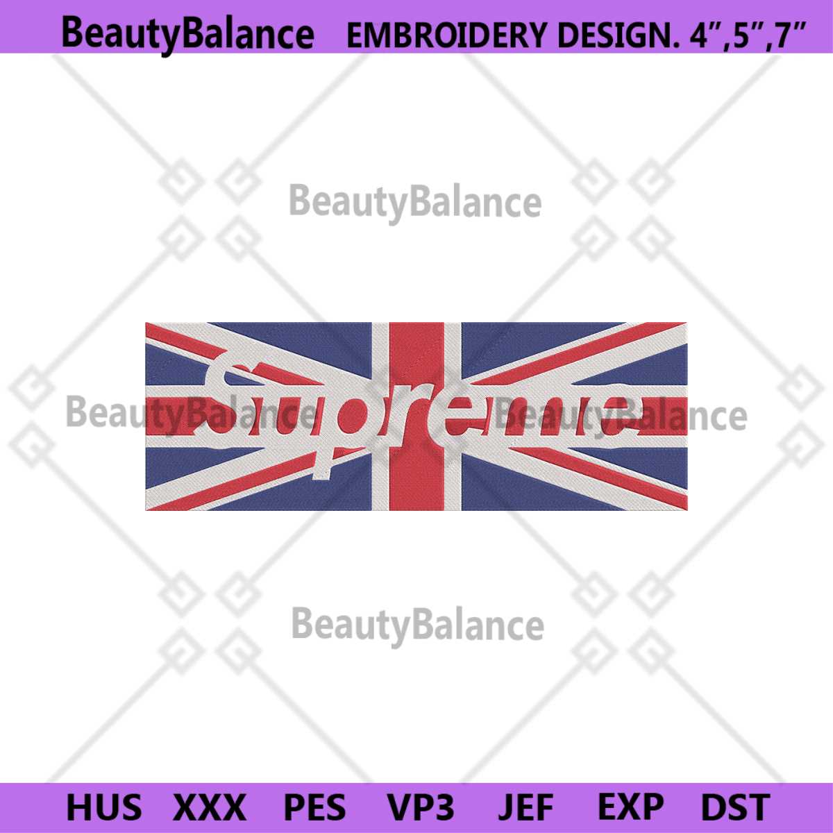 Supreme Box England Flag Background Embroidery Design Downlo | Inspire ...