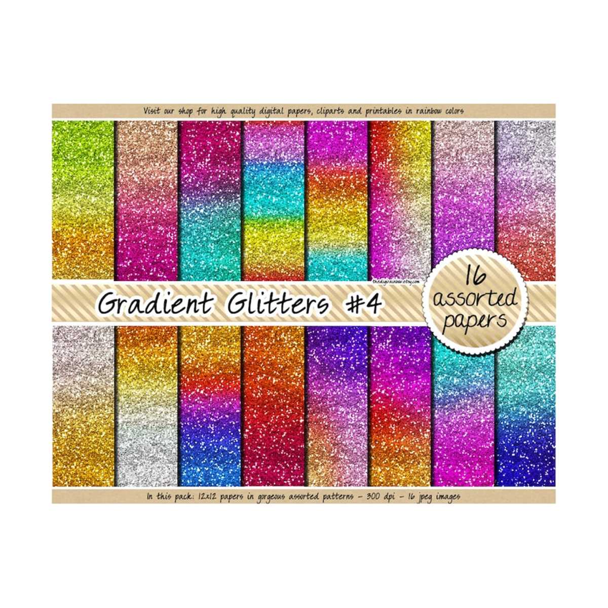 Gradient Glitter Digital Paper Rainbow Glitter Digital Paper | Inspire ...